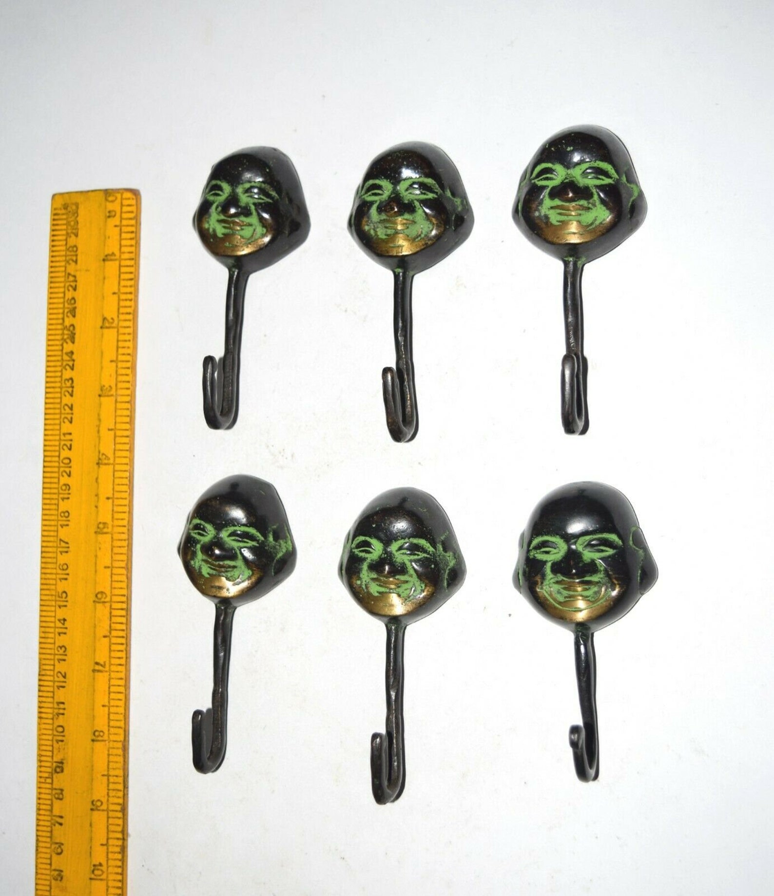 Smiley Face Hook Set of 06 Wall Hooks Brass Laughing Buddha - Etsy