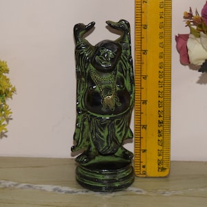 Brass Green Laughing Buddha Statue Handmade | 6.5'' Inches Happy Man ...