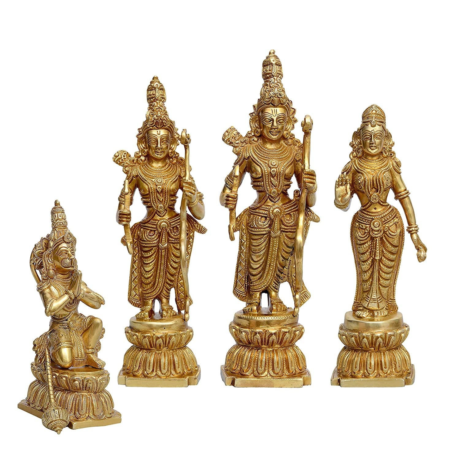 Ram Parivar Sculpture Lord Ram Lakshman Sita Praying Hanuman Brass ...