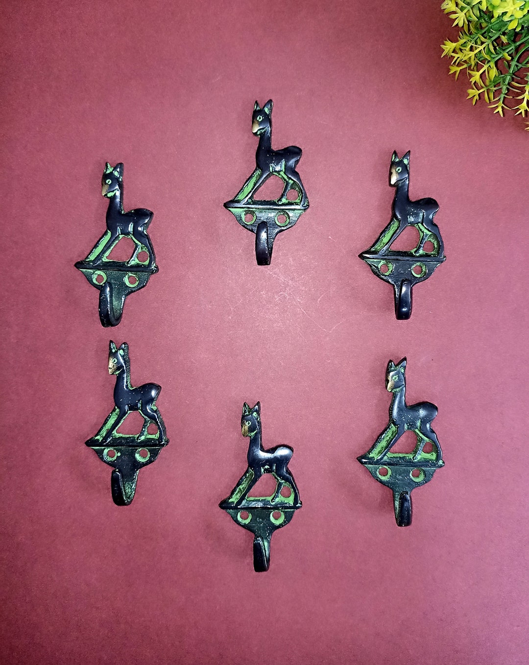 Gazelles Deer Calf Design Hook Wall Mounting Decor | Brass Barasingha ...