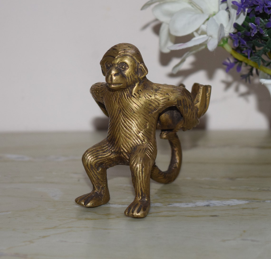Brass Hardworking Chimpanzee Key Bowl Statue Monkey Figure - Etsy