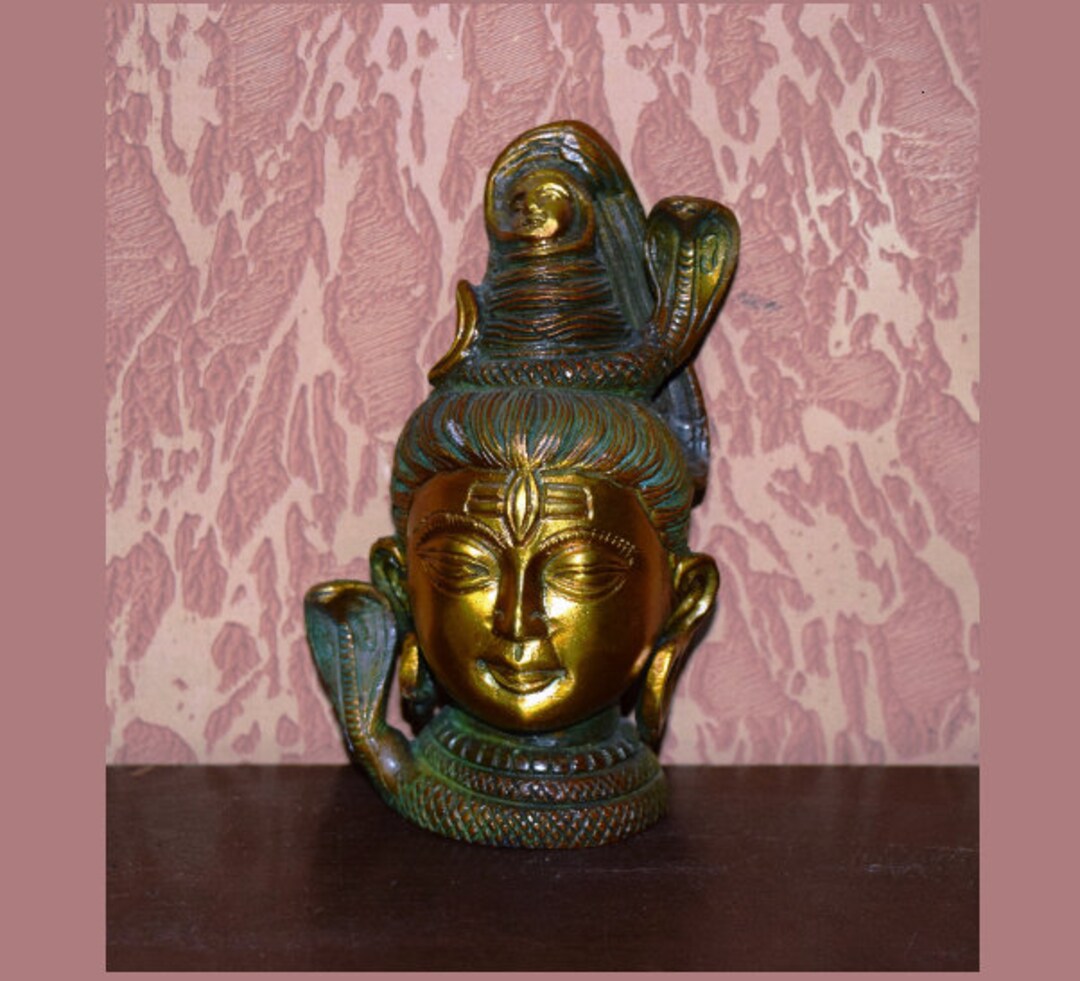 15 cm Hinduismus Shiva Kopf Statue | Messing religiöse Statue - Etsy.de