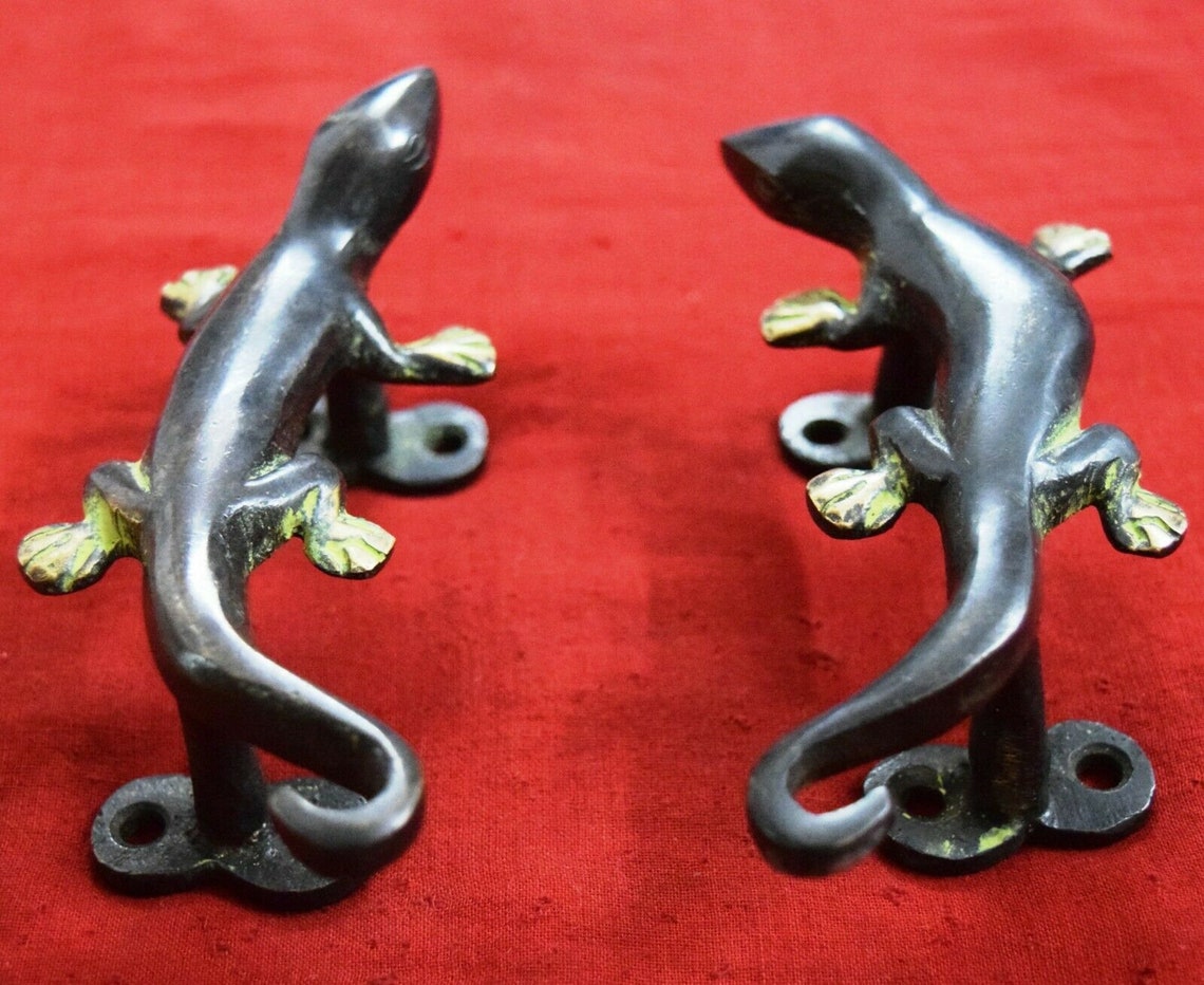 Lizard Shape Brass Handle Monitor Alligator Door Handle | Etsy