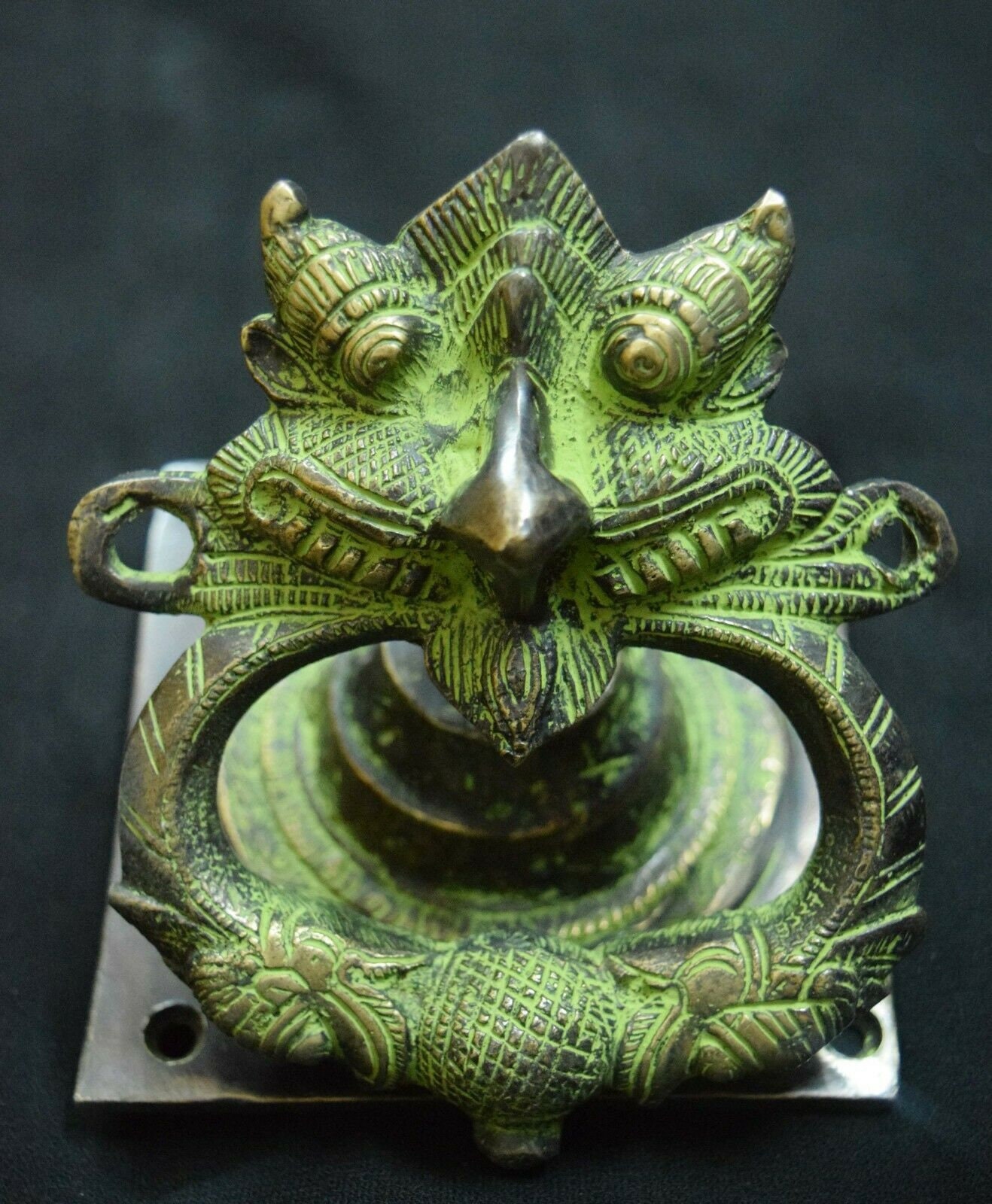 Mythical Creature Lion Face Door Knocker Brass Devil Mouth - Etsy