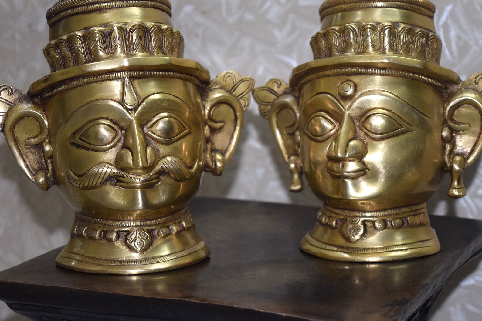 Parvati and Shiva Mask Home Design | Brass Mukhlingam Showpiece Statues ...