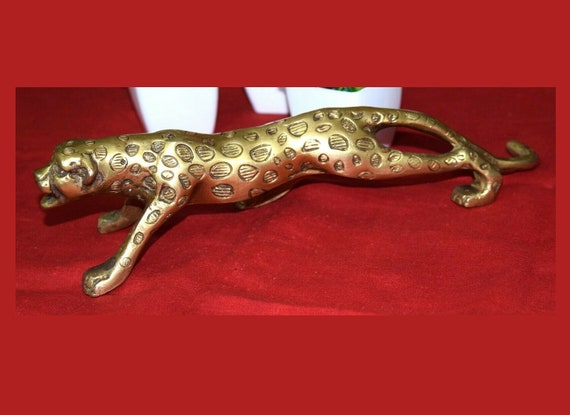 11'' Inches Jaguar Statue Brass Leopard Sculpture | Etsy