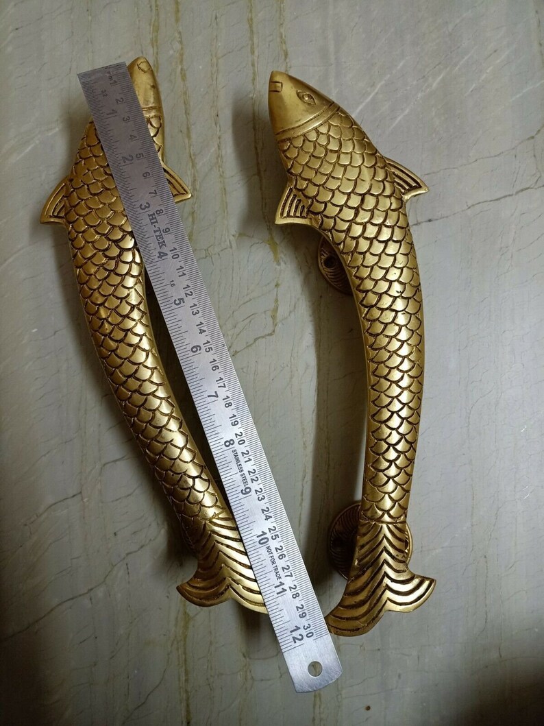 Pair Fish Door Handle Brass Handmade Door Accessories - Etsy