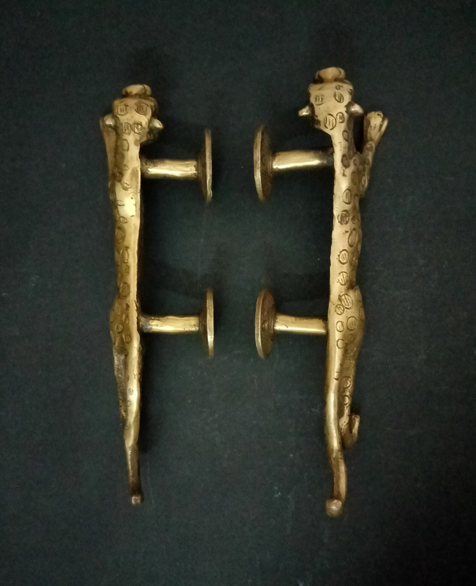 Brass Jaguar Door Handle Set Round Base | Wild Cat Shape Door Pull ...
