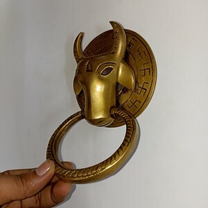 Brass Nandi Deity Face Door Knocker | Cattle Cow Design Home Door Bell ...