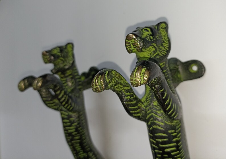 Roaring Leopard Design Handles Door Hardware | Brass Leaping Tiger ...