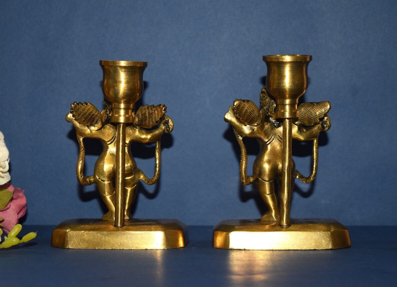 Handicraft Brass Winged Figurine | Angel With Snakes Candle Stand | Set ...