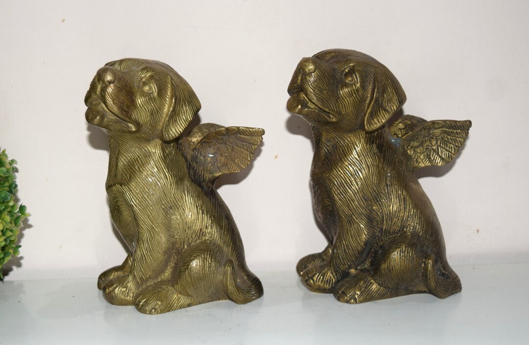 Poppet Angel Dog Statue | Loving Buddies Dog Set | Flying Puppy Pair - Etsy