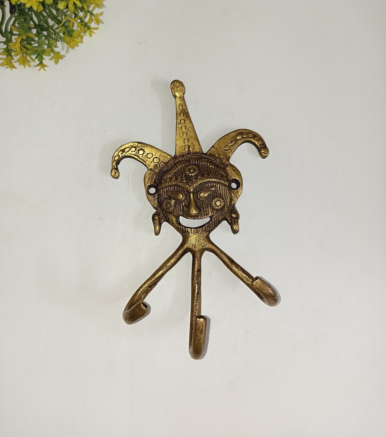 Bastar Happy Man Design Wall Hanging Hook | Brass Joker Face Wall ...