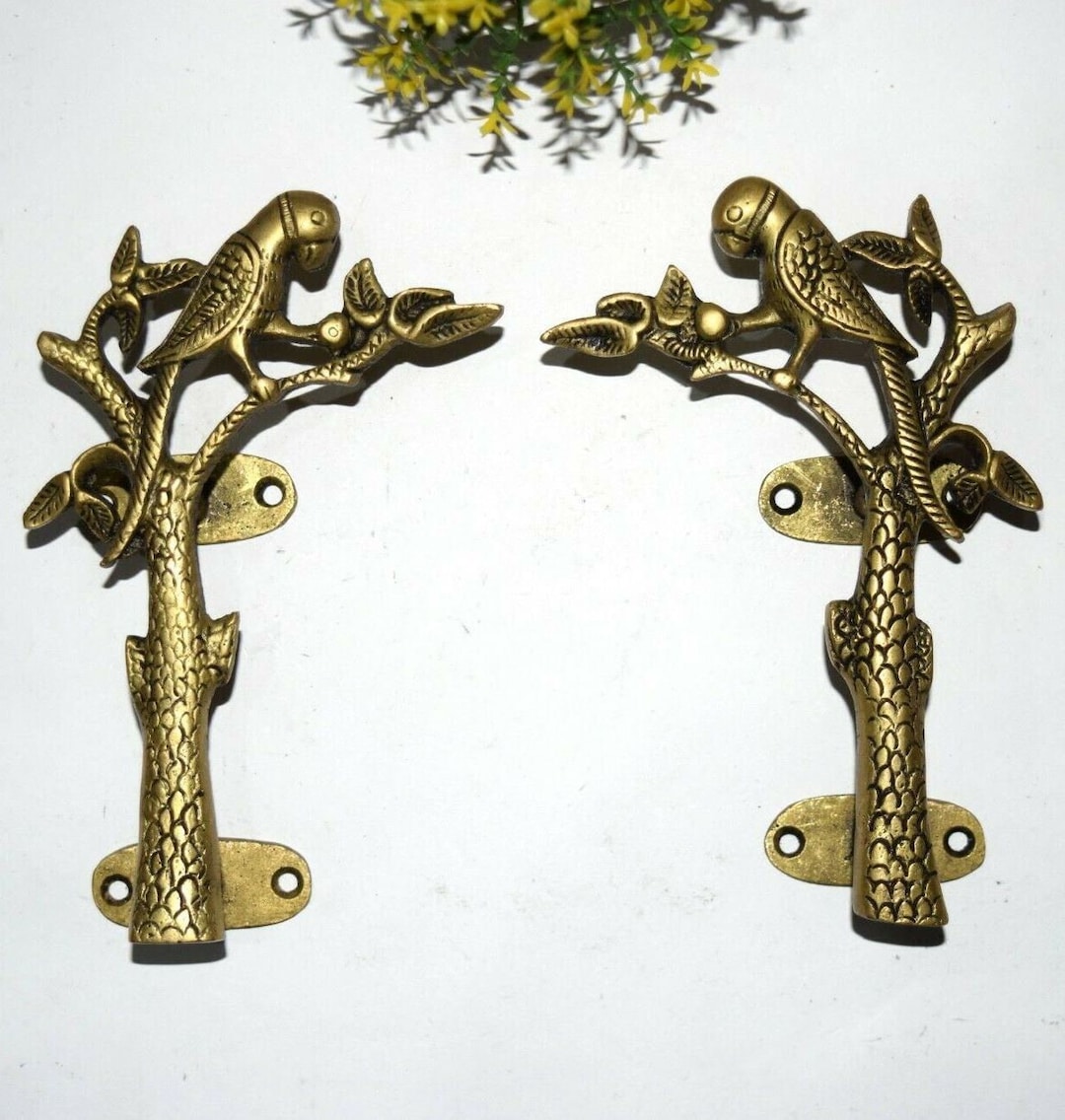 7" Inchesh Antique Parrot Door Handle | Tree Garden Theme Front Door ...
