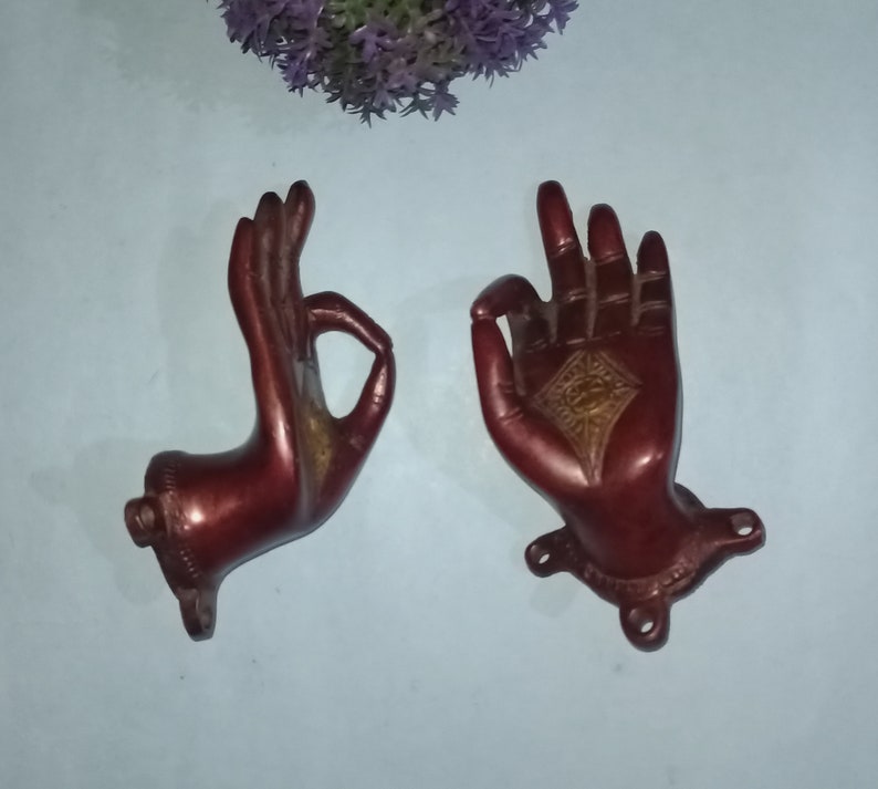 Mudra Pose Hand Shape Door Knobs Pair | Brass Buddha Meditation Hand ...