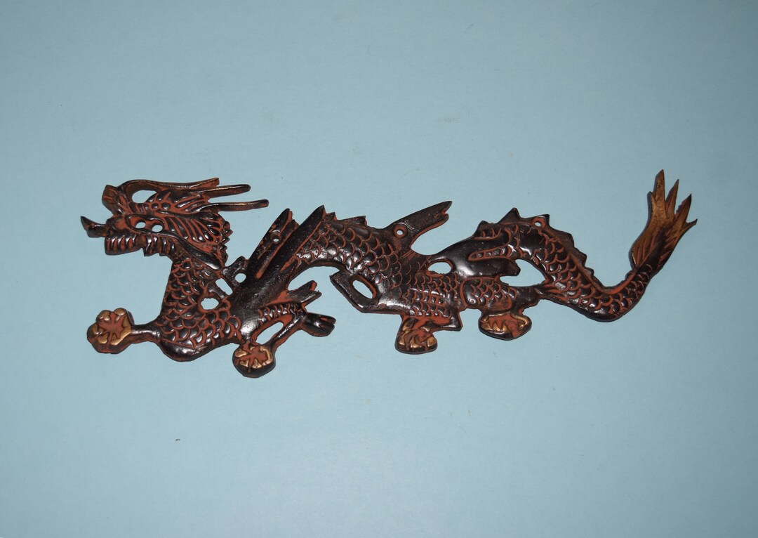 Chinese Dragon Sculpture Wall Decor Brass | Mythological Creature Asian ...