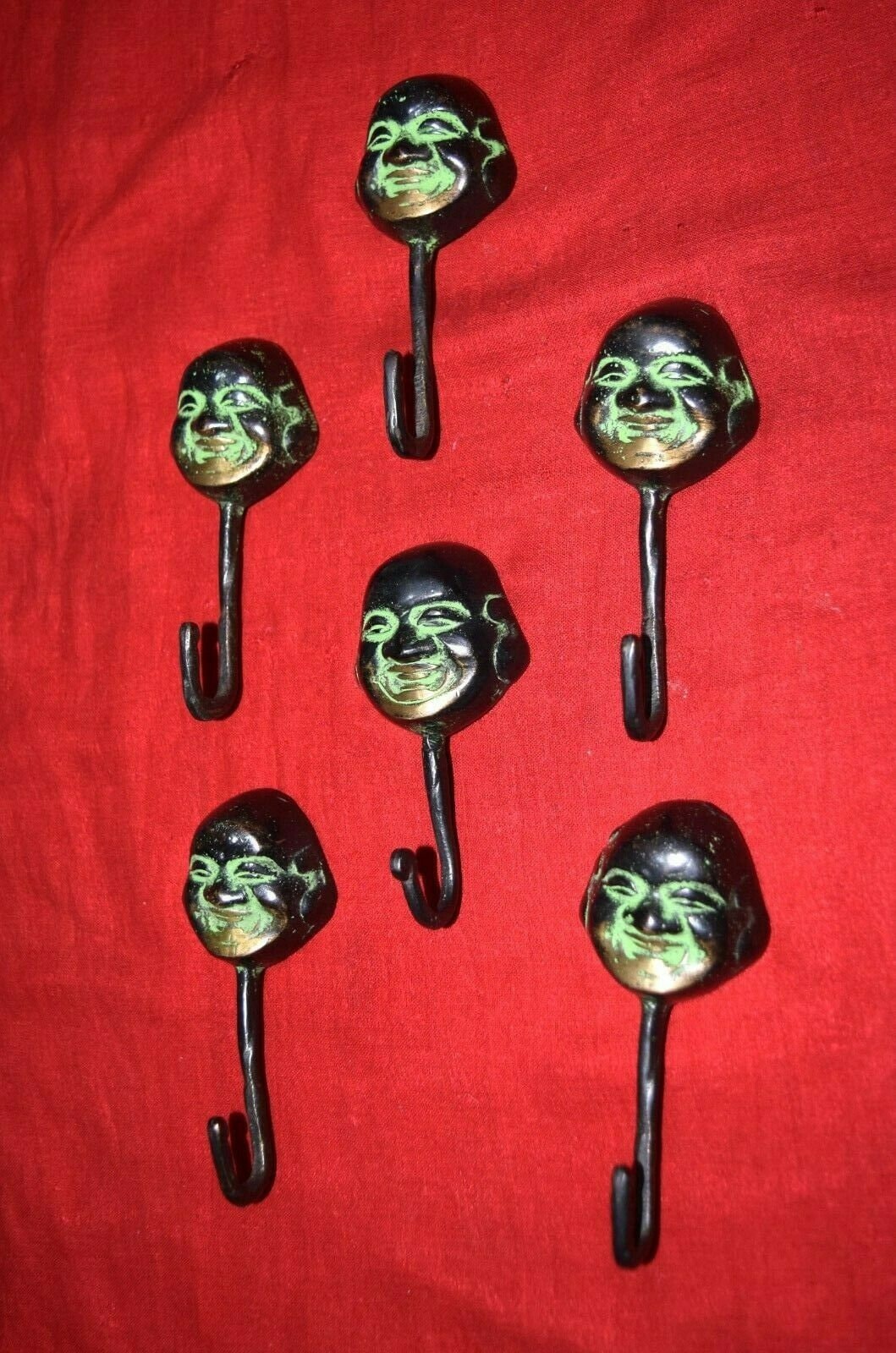 Smiley Face Hook Set of 06 Wall Hooks Brass Laughing Buddha - Etsy