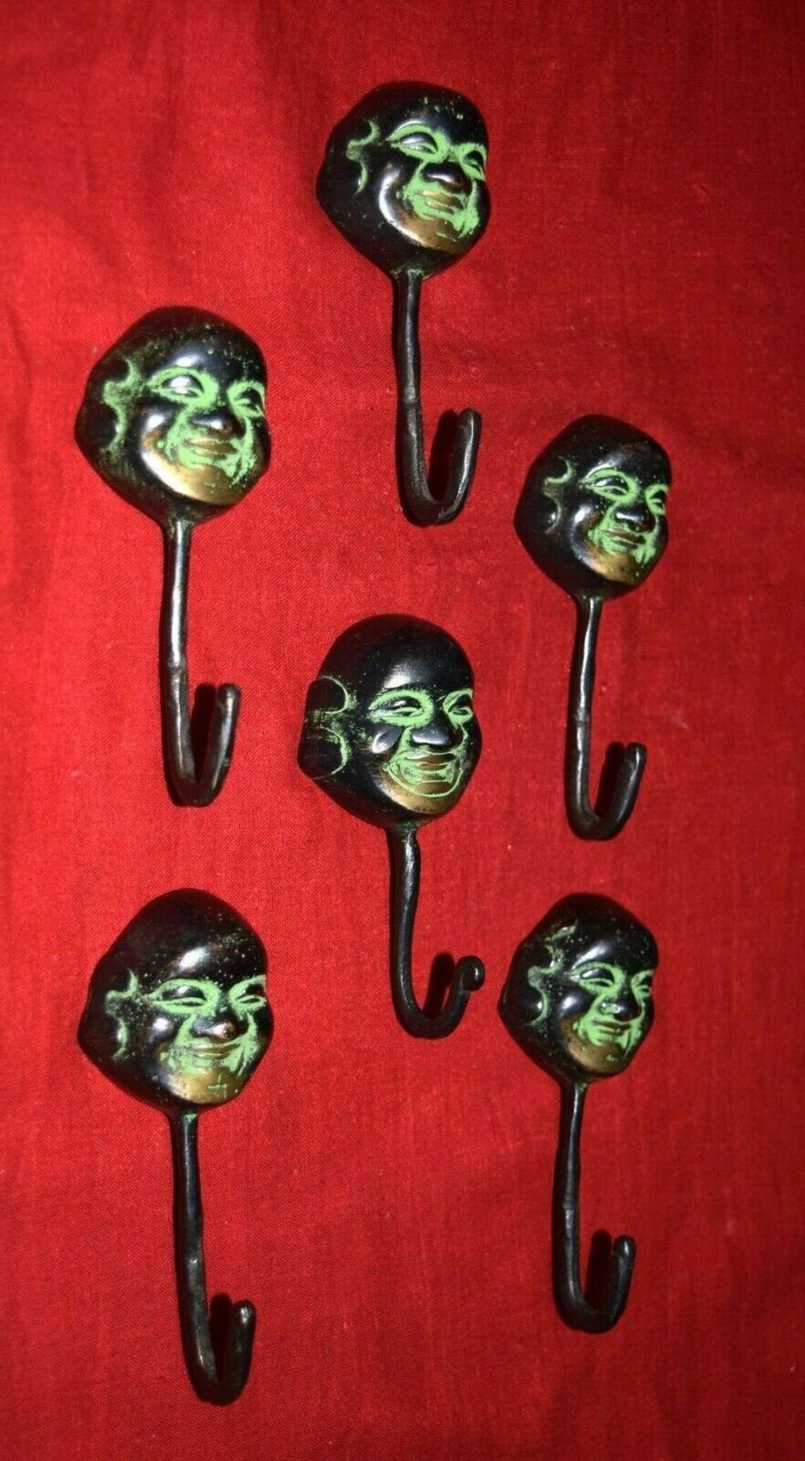 Smiley Face Hook Set of 06 Wall Hooks Brass Laughing Buddha - Etsy