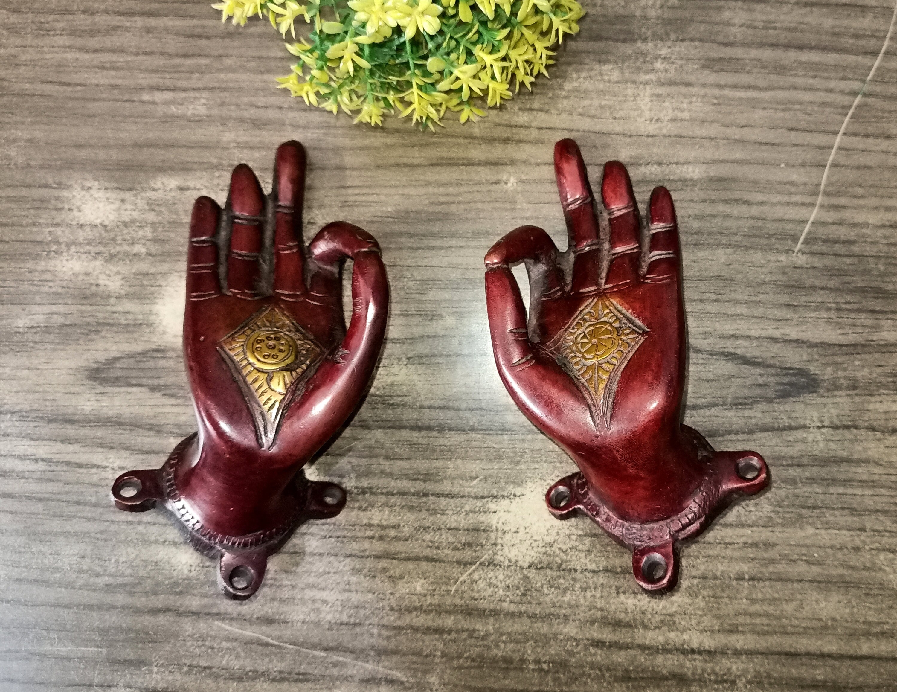 Mudra Pose Hand Shape Door Knobs Pair | Brass Buddha Meditation Hand ...