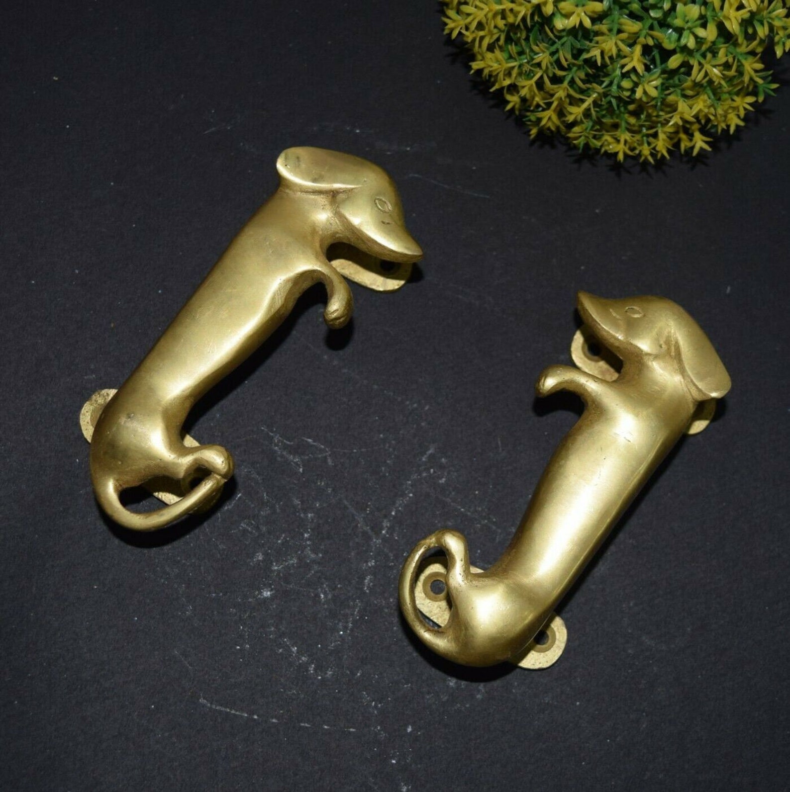 Pet Dog Door Pull Set | Brass Dachshund Door Handle | Cute Dog Room ...