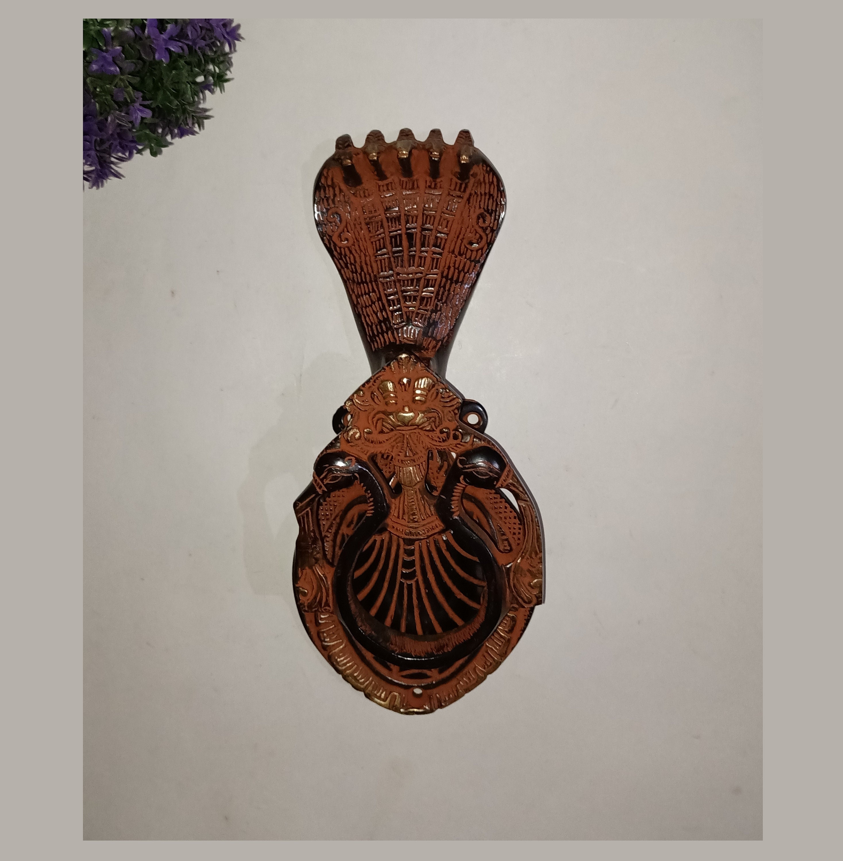 Brass Multiple Head Cobra Door Knocker Rattle Snake With Yali Door ...