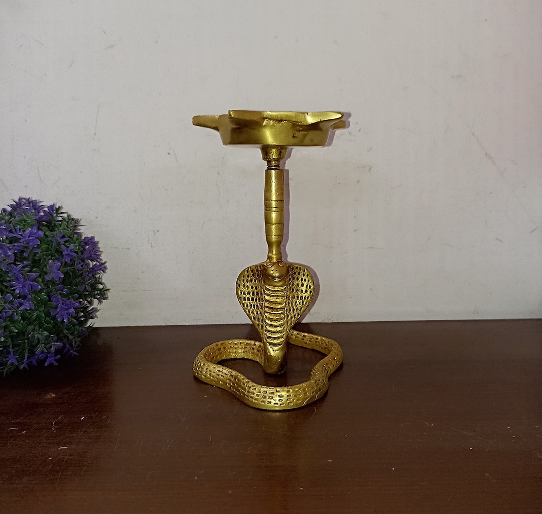 Snake Oil Wick Lamp Brass Sculpture | Viper Reptile Theme Idol Candle ...