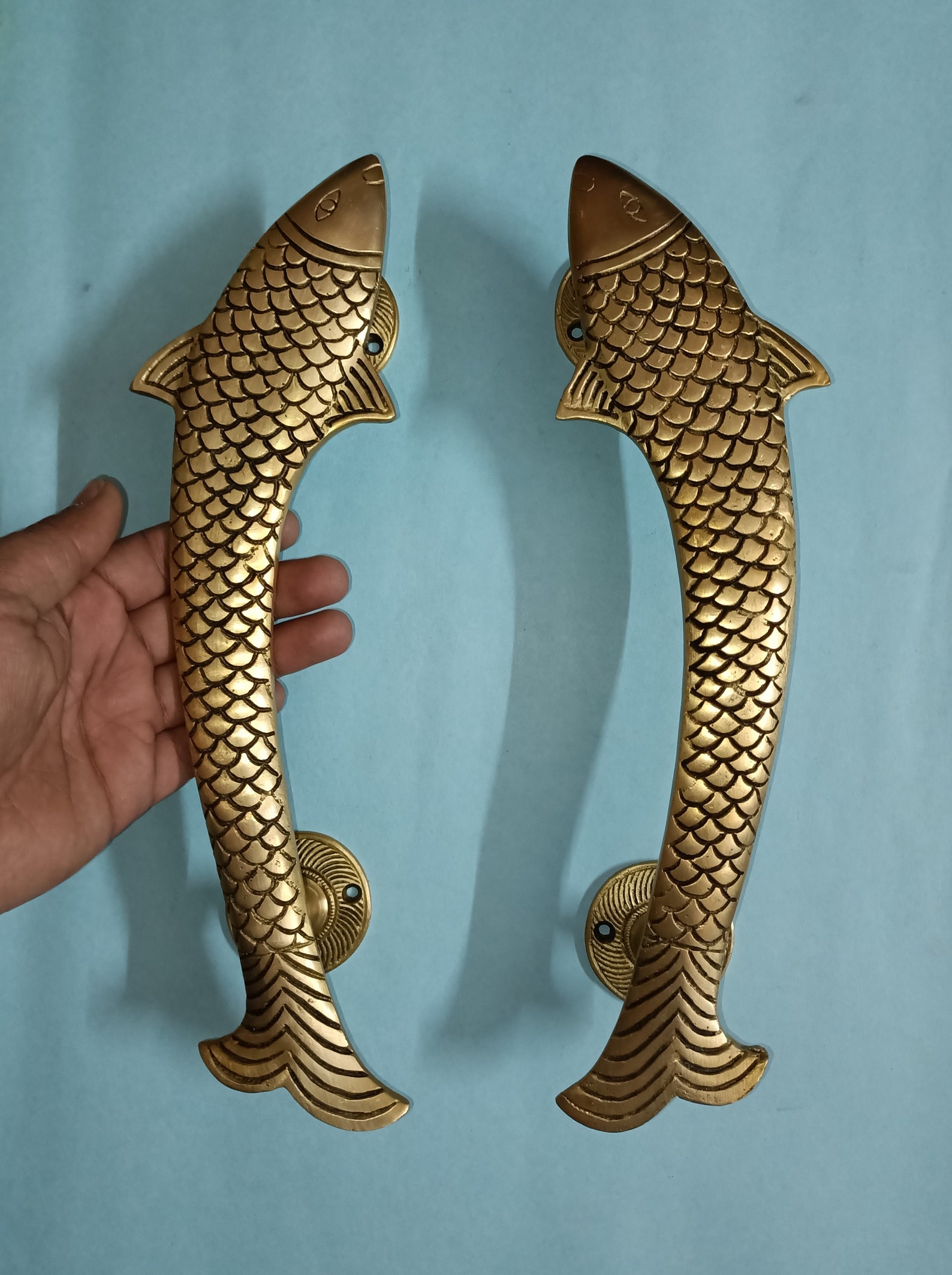 Marine Fish Theme Door Pull Set | Brass Tuna Fish Door Handle for ...