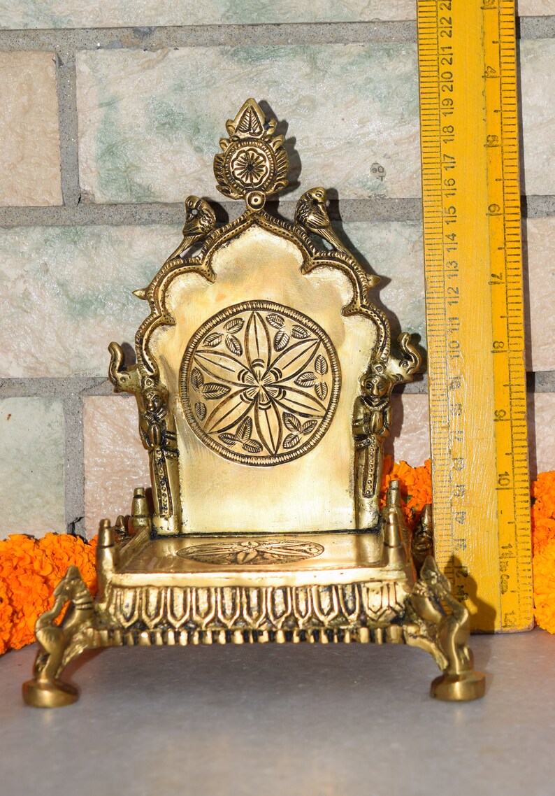 8'' Inches Brass Throne | Decorative Singhasan With Flower Design | God ...