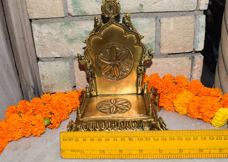 8'' Inches Brass Throne | Decorative Singhasan With Flower Design | God ...
