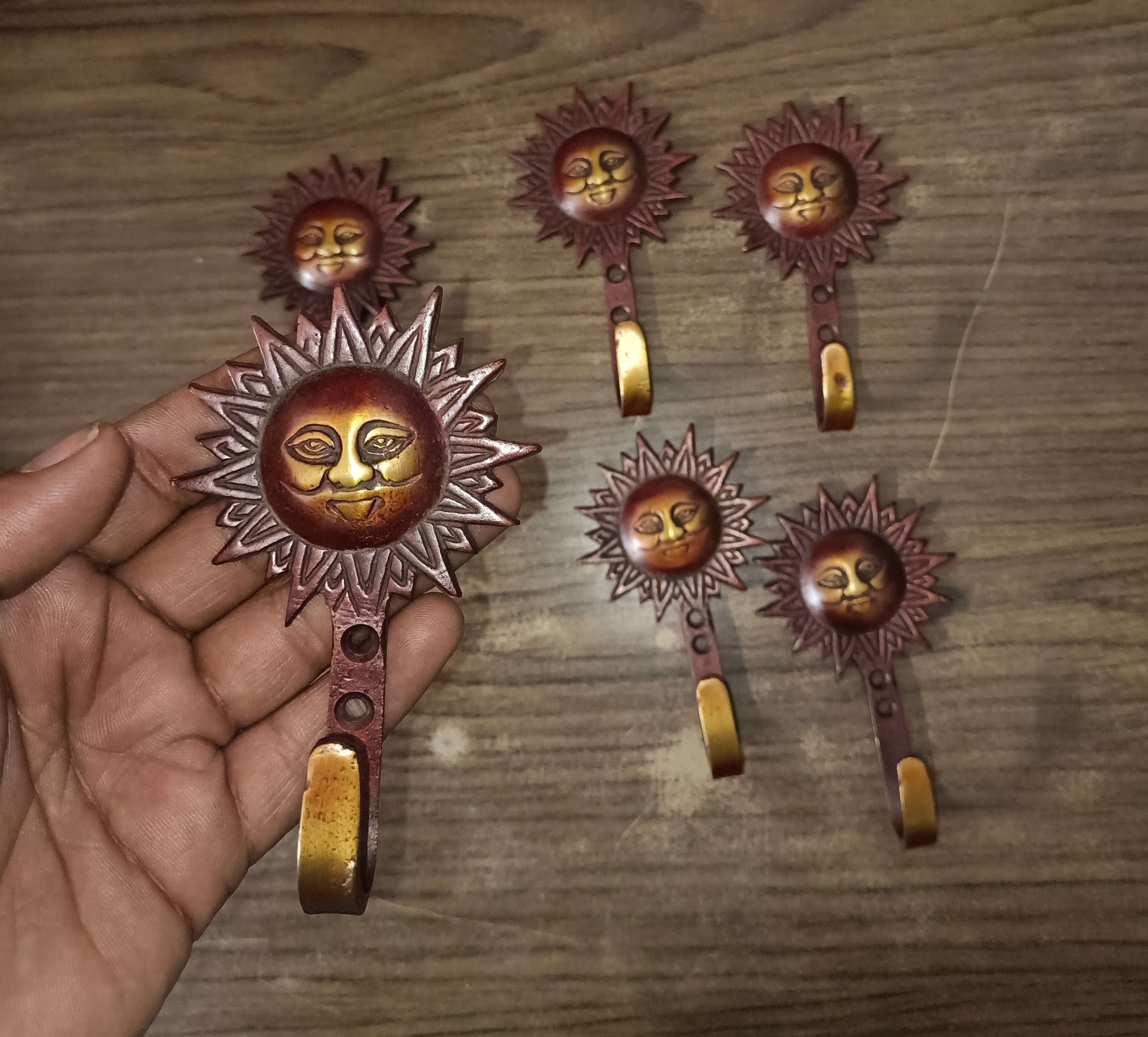 Smiley Face Door Mount Key Holder Brass Sunflower Face Wall - Etsy
