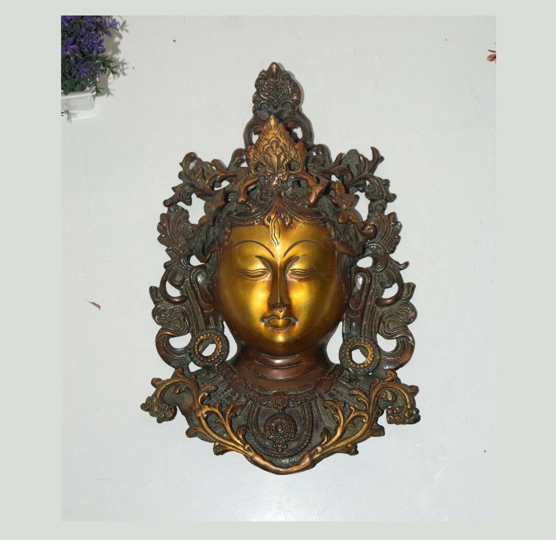 11'' Inches Tara Face Wall Sculpture Brass Religious Head Tara Devi ...