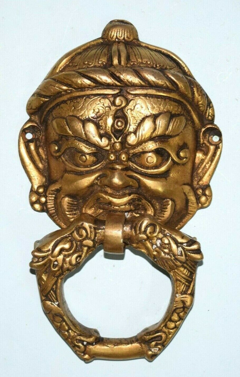 Tribal Mask Knocker Brass Devil Face With Three Eyes Scary - Etsy