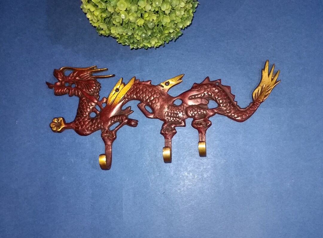 Dragon Wall Mount Hooks | Brass Feng Shui Mythical Creatures Design ...
