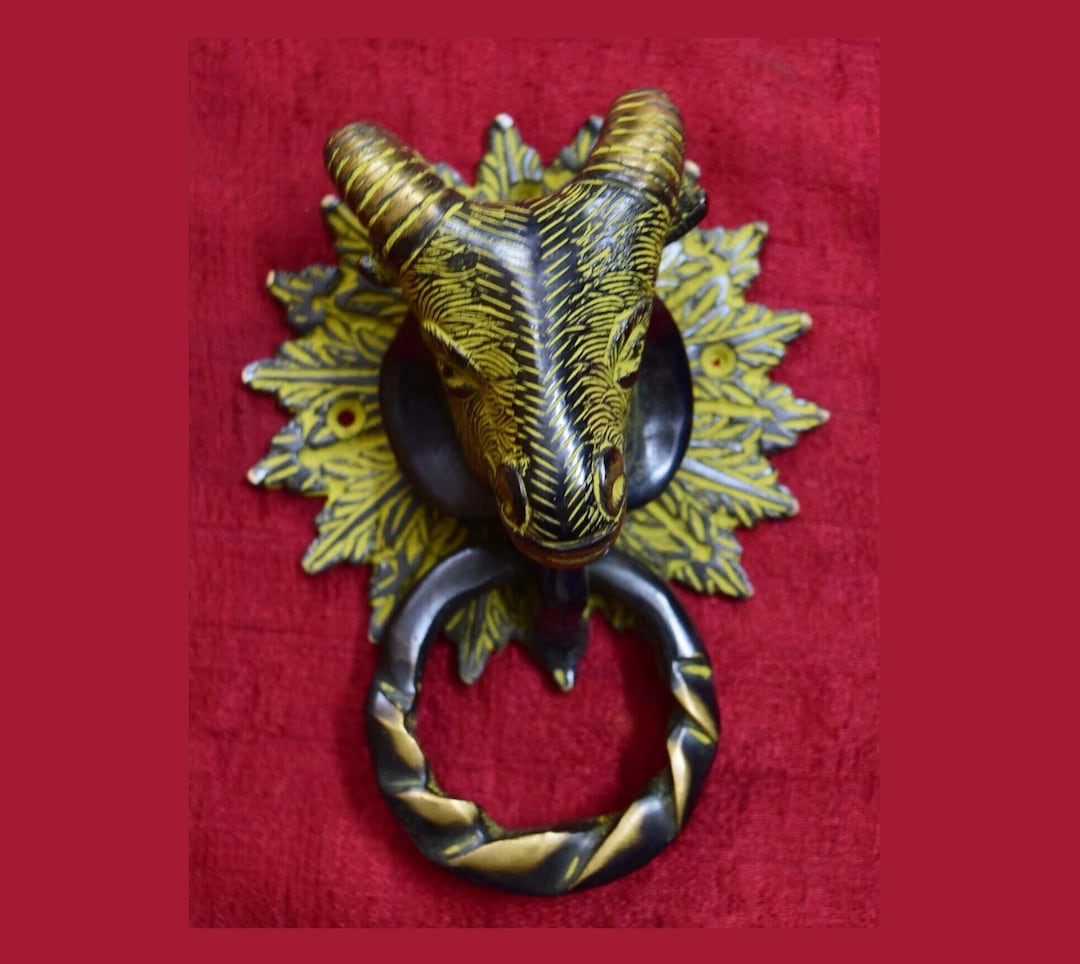Brass Goat Door Knocker | Handicrafts Sheep Door Knocker | Royal Home ...