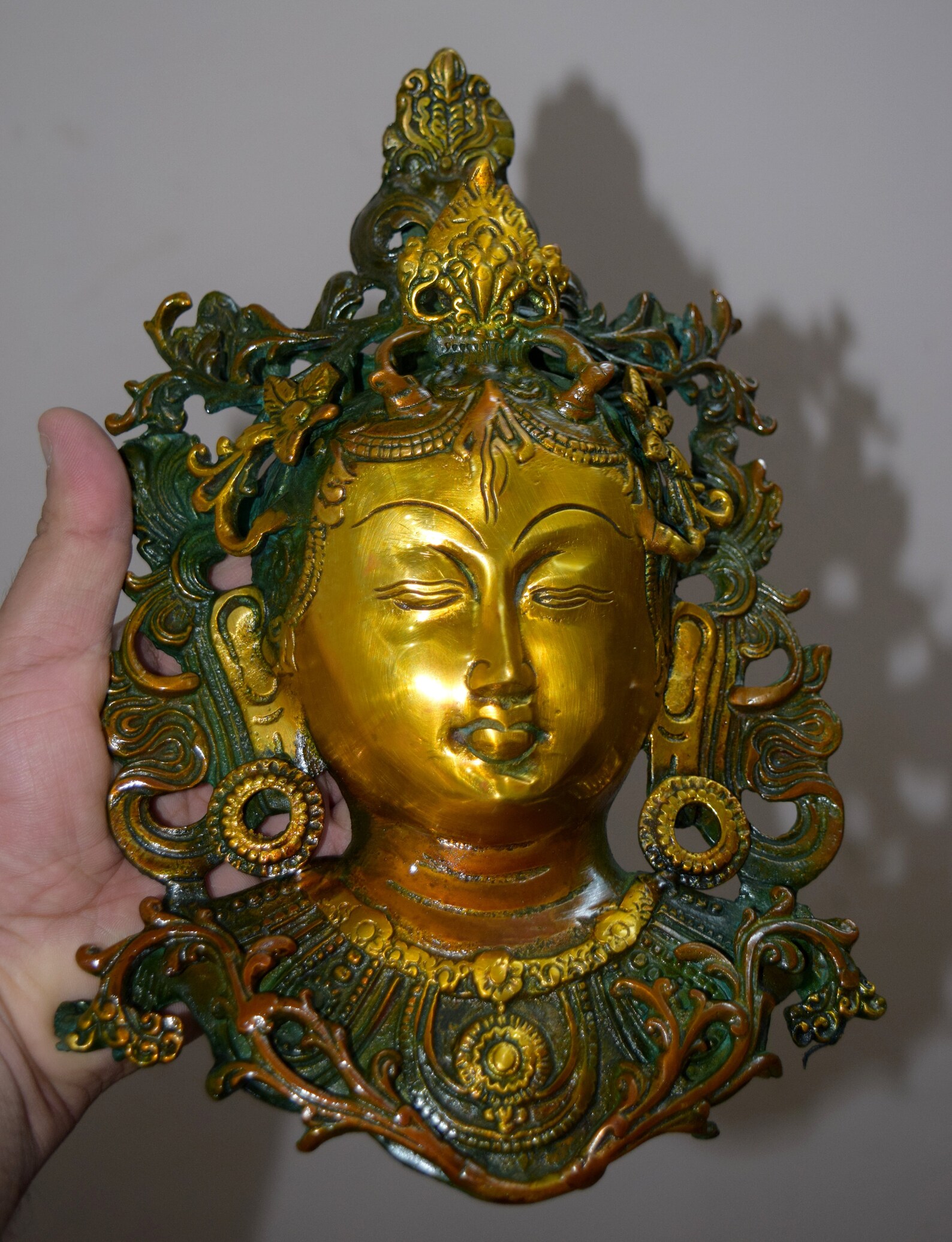 11'' Inches Tara Devi Wall Hanging Buddhist Deity | Brass Gauri Face ...