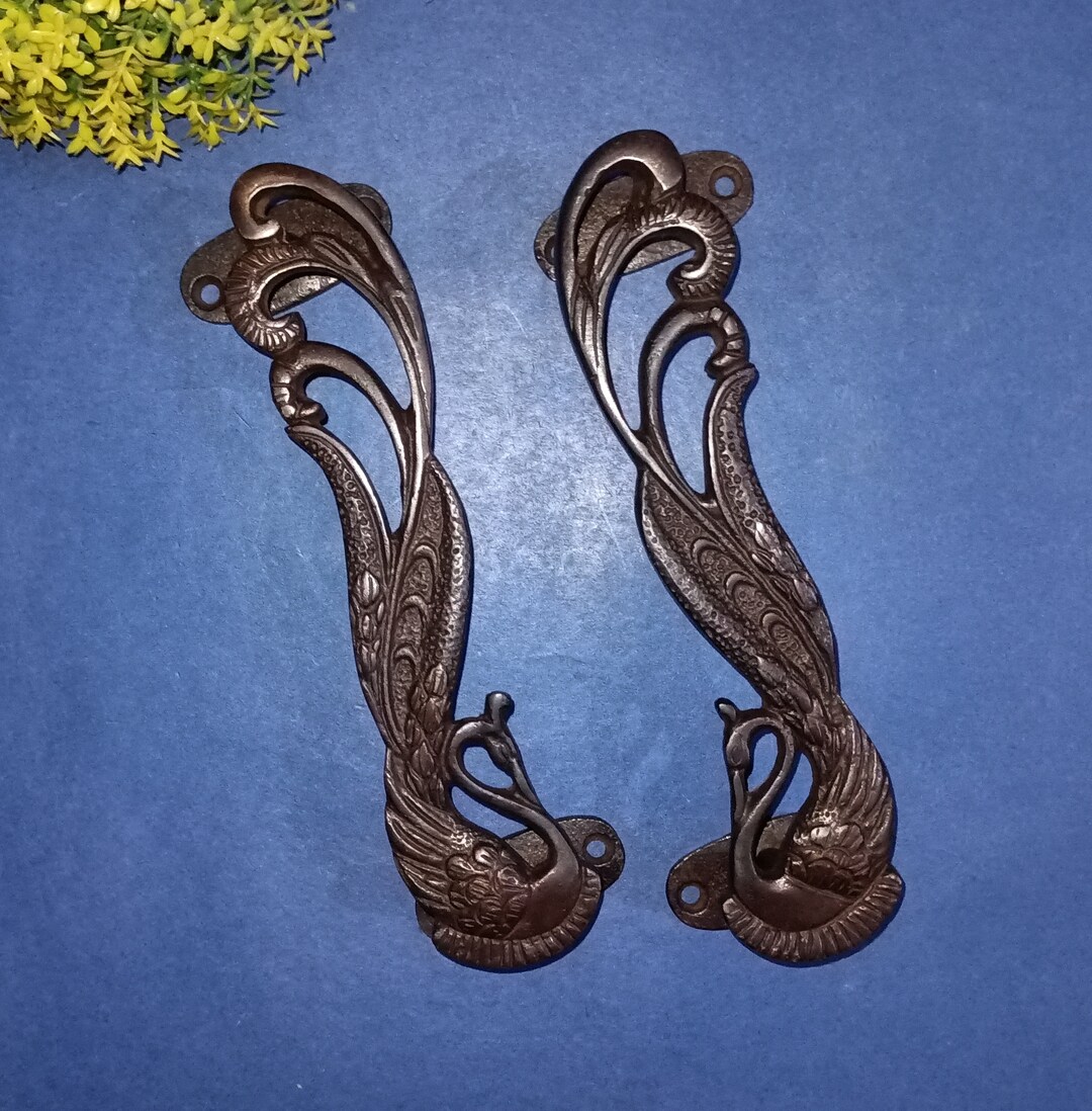 7.0" Inches Peacock Wardrobe Pull Set | Brass Bird Shape Entry Door ...