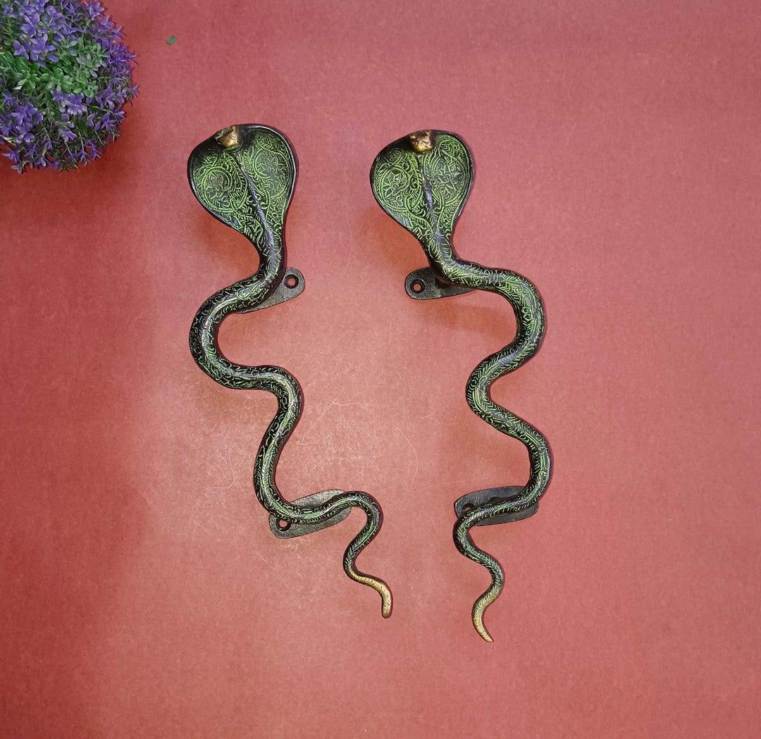 11" Inches Snake Door Pull | Brass Venomous Snake Maindoor Handle - Etsy