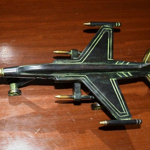 Brass Fighter Jet Statue Military Plane Shaped Table Showpiece Statue ...