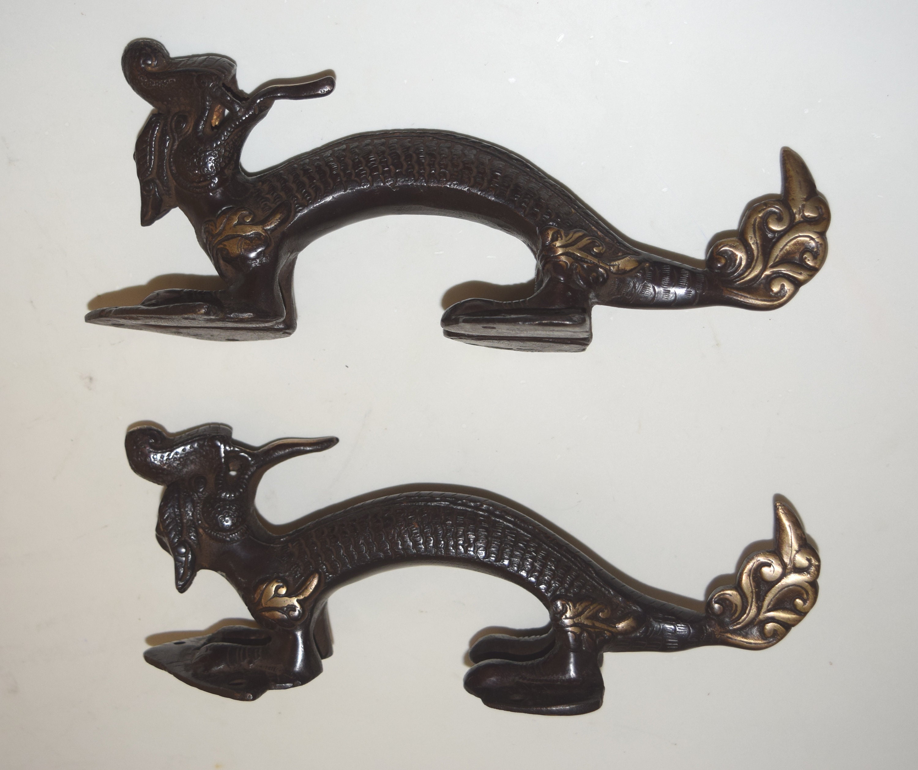 Mythical Passage Dragon Door Pull 10'' Inches | Brass Monster Figural ...