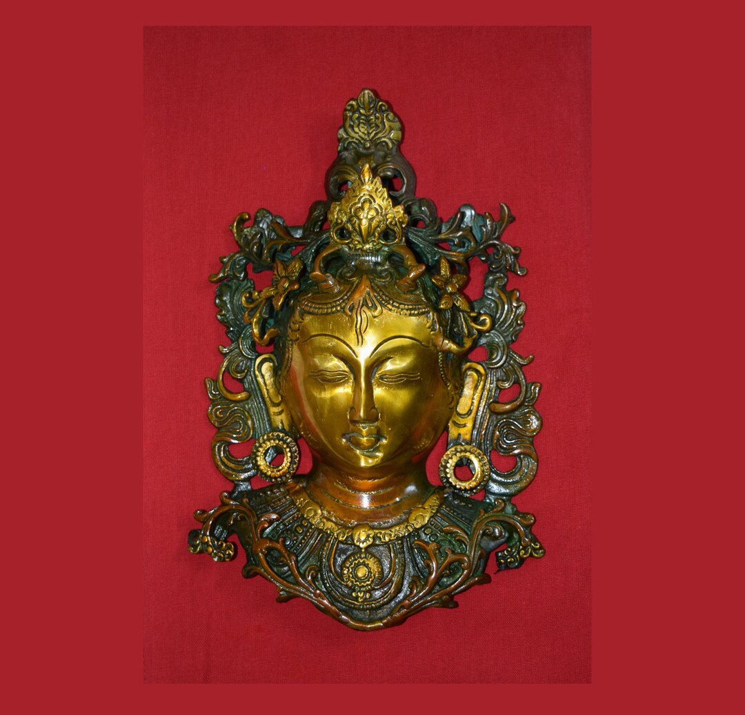 11'' Inches Tara Devi Wall Hanging Buddhist Deity | Brass Gauri Face ...