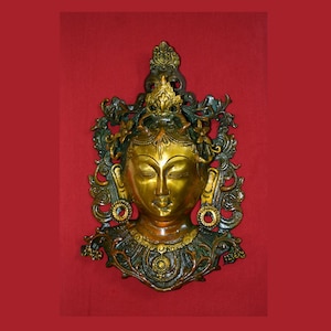 11'' Inches Tara Devi Wall Hanging Buddhist Deity | Brass Gauri Face ...
