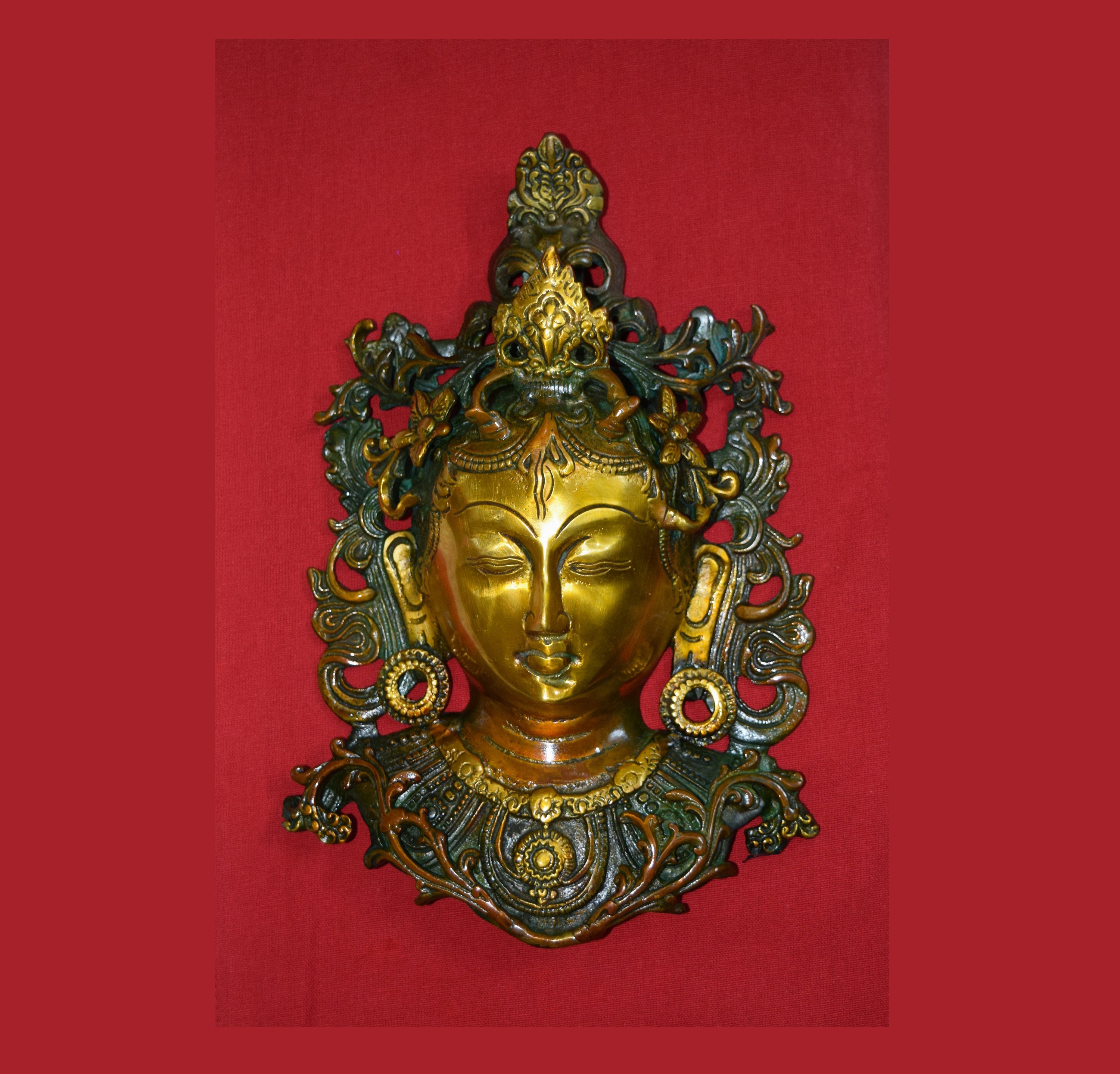 11'' Inches Tara Devi Wall Hanging Buddhist Deity | Brass Gauri Face ...