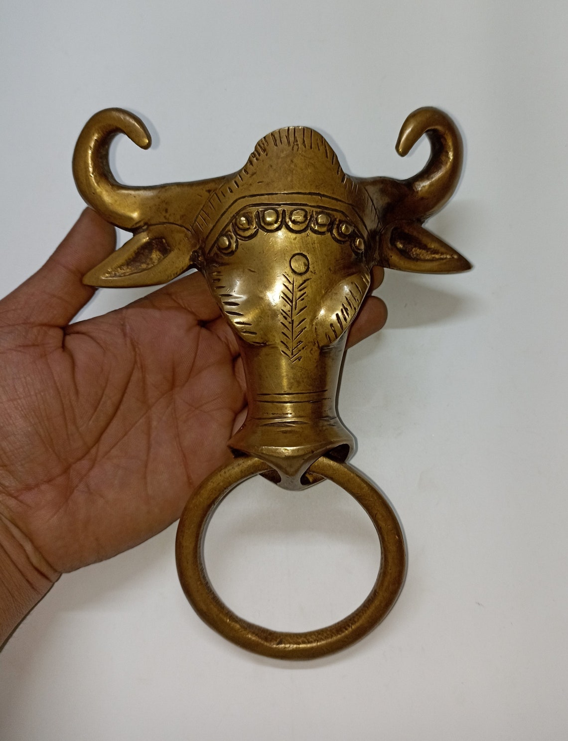 Angry Buffalo Patio Wall Hanging Showpiece | Brass Ox Bull Head Wall ...