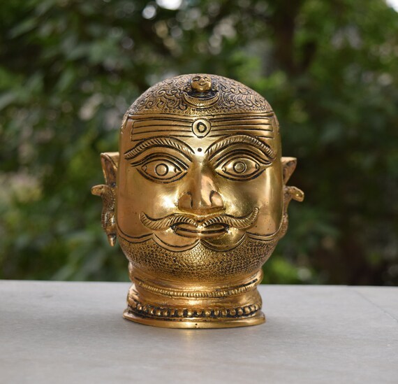 6 Inches Shiva Head With Crescent Moon and Ganges | Etsy