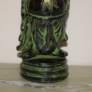 Brass Green Laughing Buddha Statue Handmade | 6.5'' Inches Happy Man ...