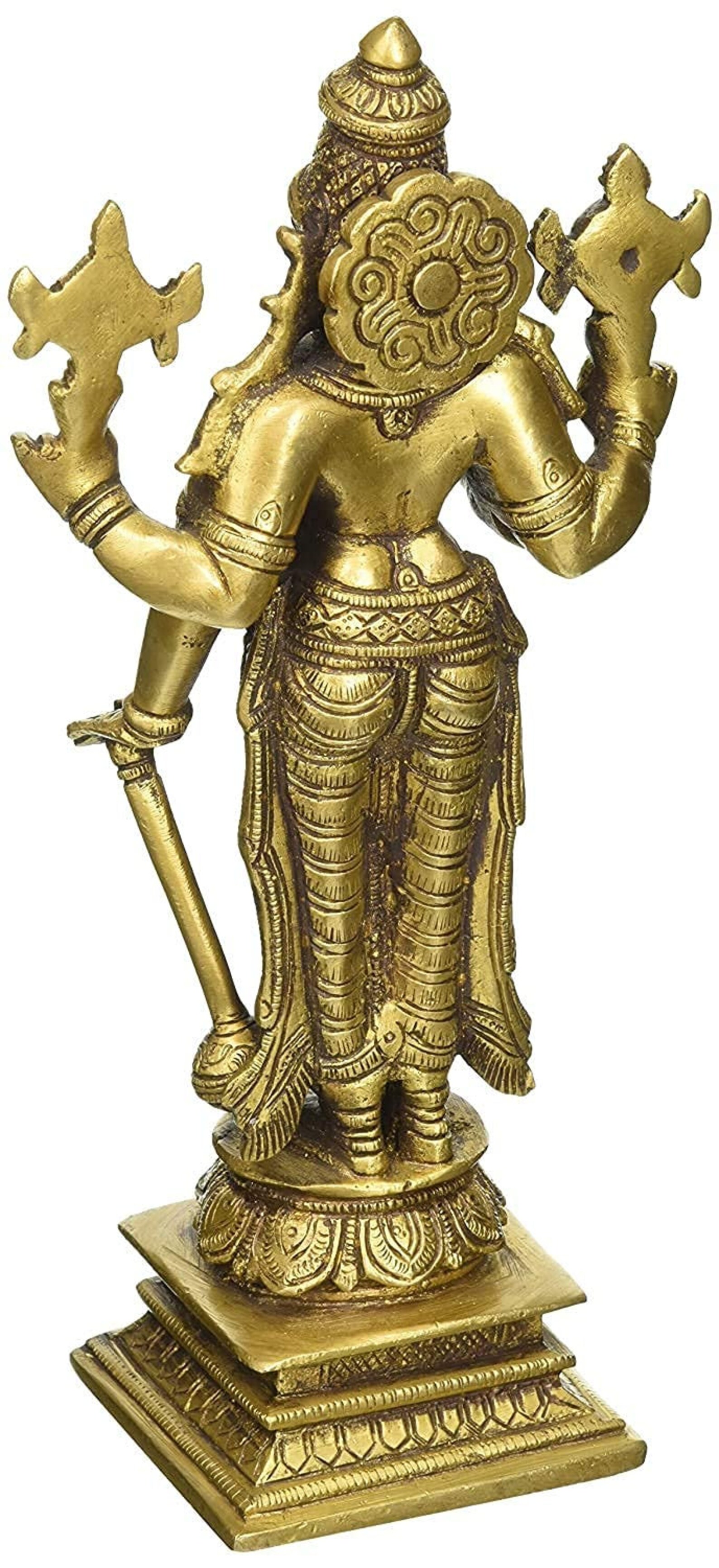Satyanarayan Swamy Idol Brass Finish Goddess Murti Four Armed Vishnu ...