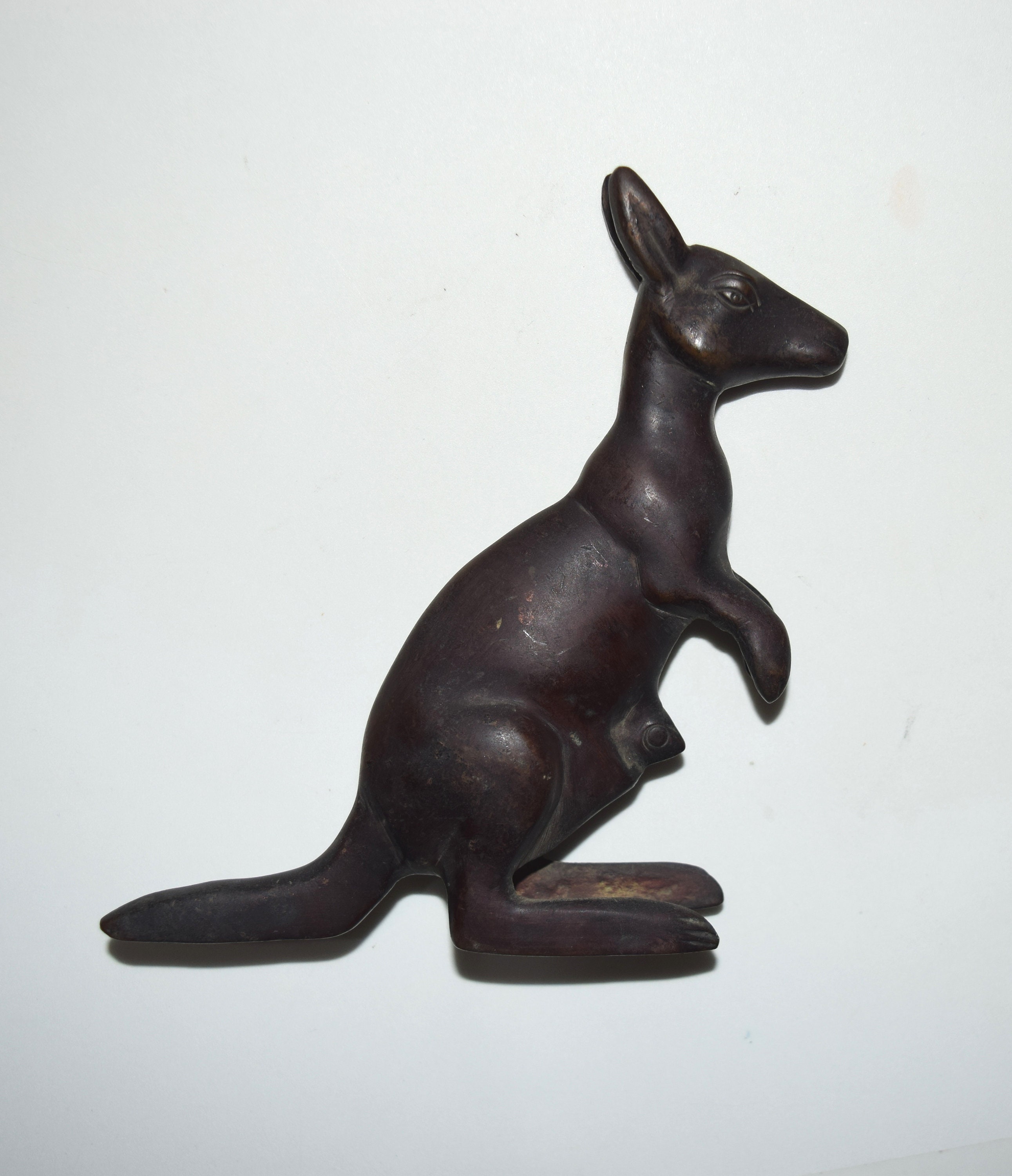 Brass Australian Native Joey Figurine | Kangaroo Mom With Baby in Pouch ...