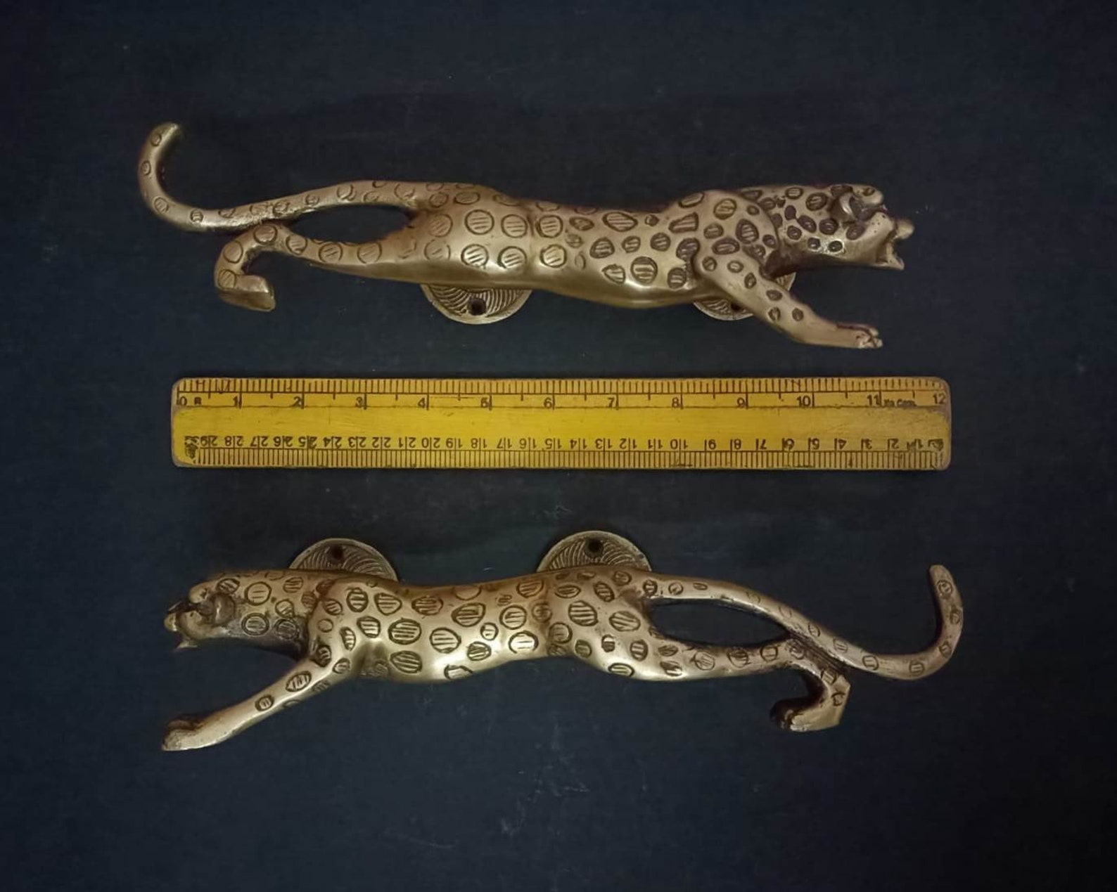 Brass Jaguar Door Handle Set Round Base | Wild Cat Shape Door Pull ...