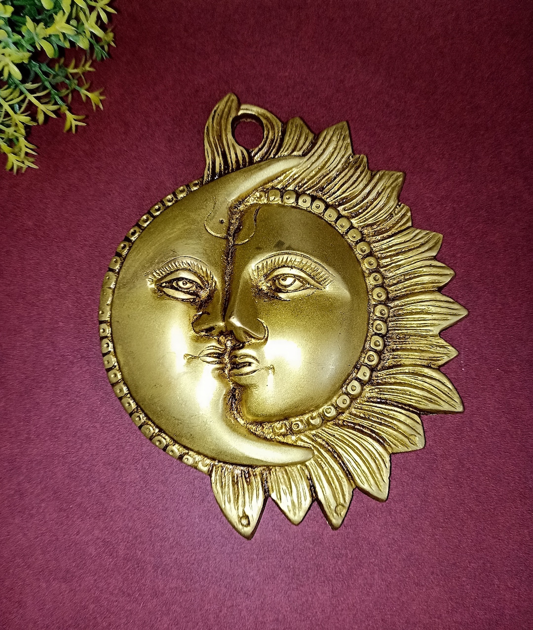 Sun Moon Face Wall Hanging Art Decor | Brass Mythical Theme Wall Office ...