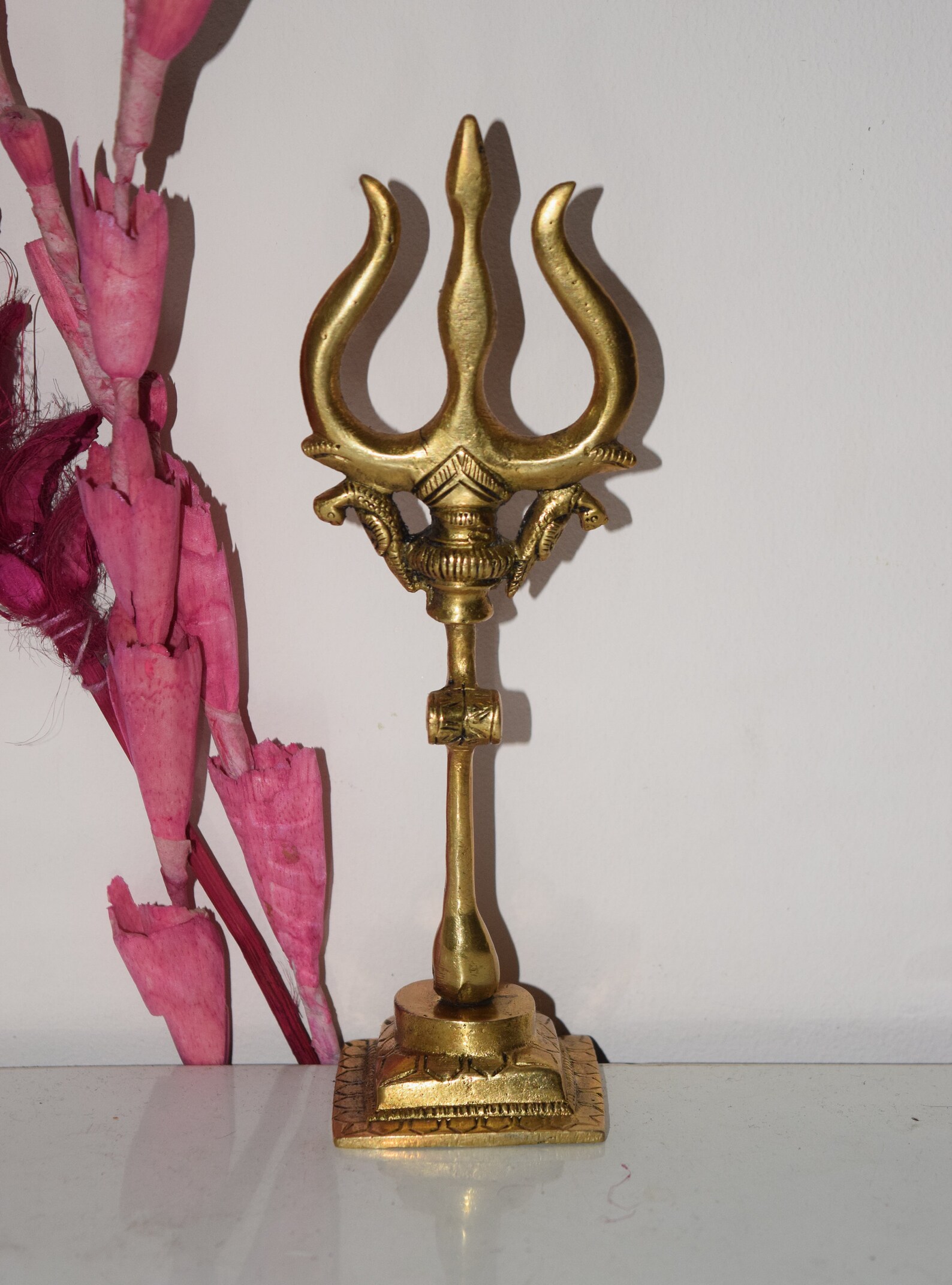 Hindu Deity Heritage Trishula | Brass Lord Shiva Trident With Damru ...